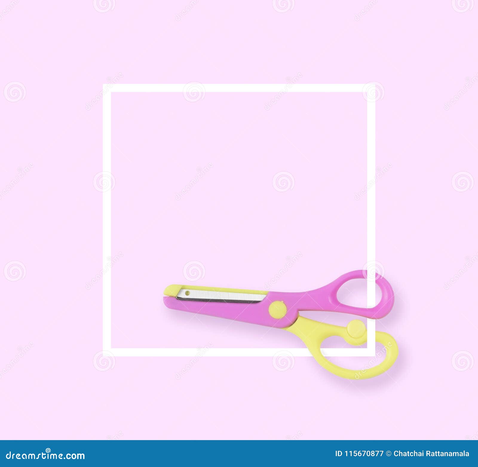 Minimal White Layout Yellow and Pink Scissors Isolated Pink Past Stock ...