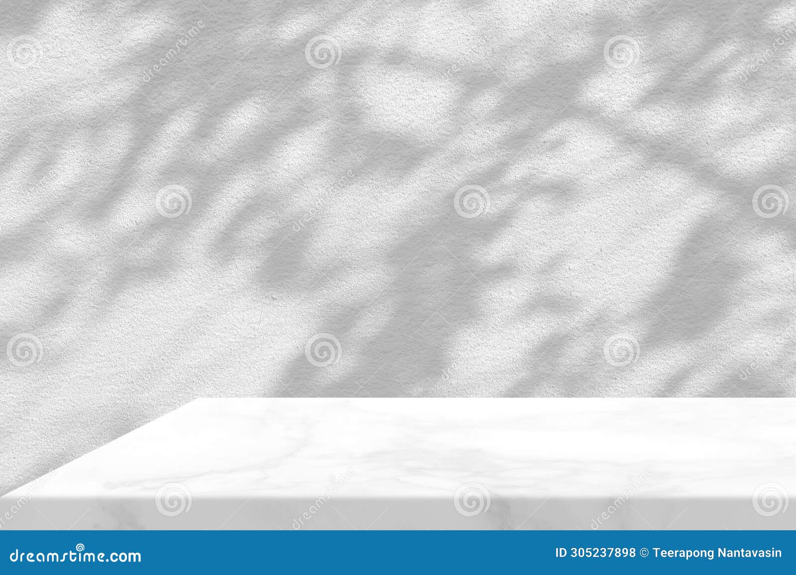 Minimal White Marble Table Corner with Tree Shadow on Concrete Wall ...