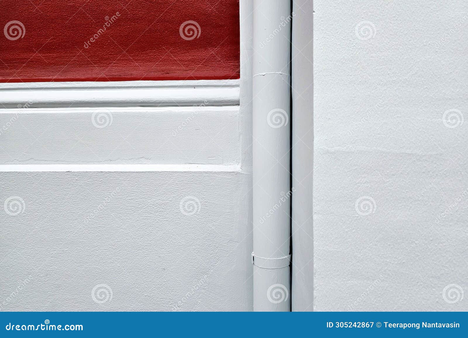 Minimal White and Red Painting Concrete with Drain Pipe Background ...