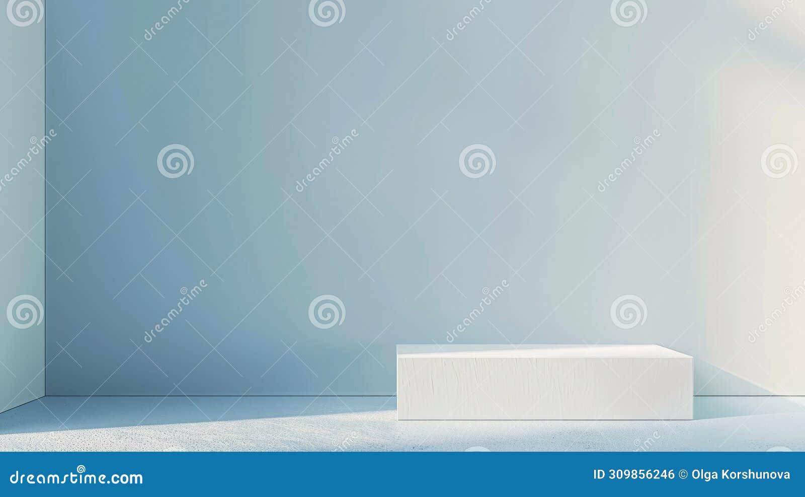 Minimal White Showcase Box on Blue Background with Light. Stock Photo ...