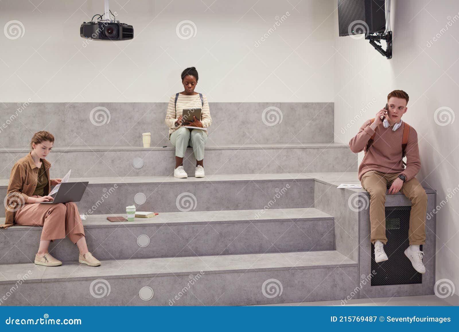 Group of Students at Break in College Stock Image - Image of talking ...