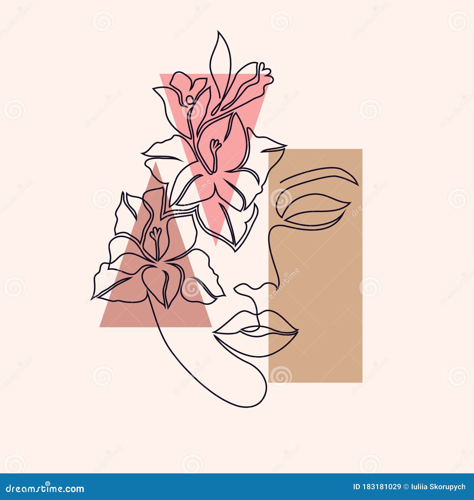 Minimal woman face stock vector. Illustration of background - 183181029