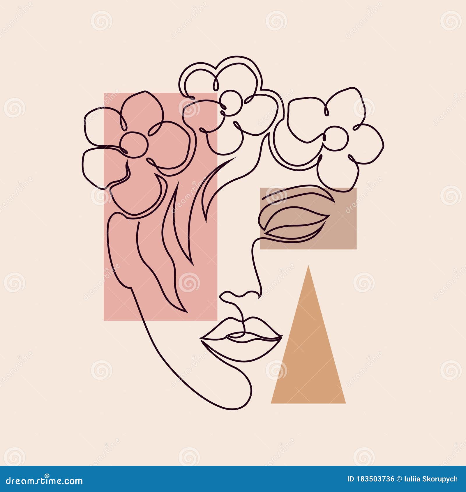 Minimal woman face stock vector. Illustration of closed - 183503736