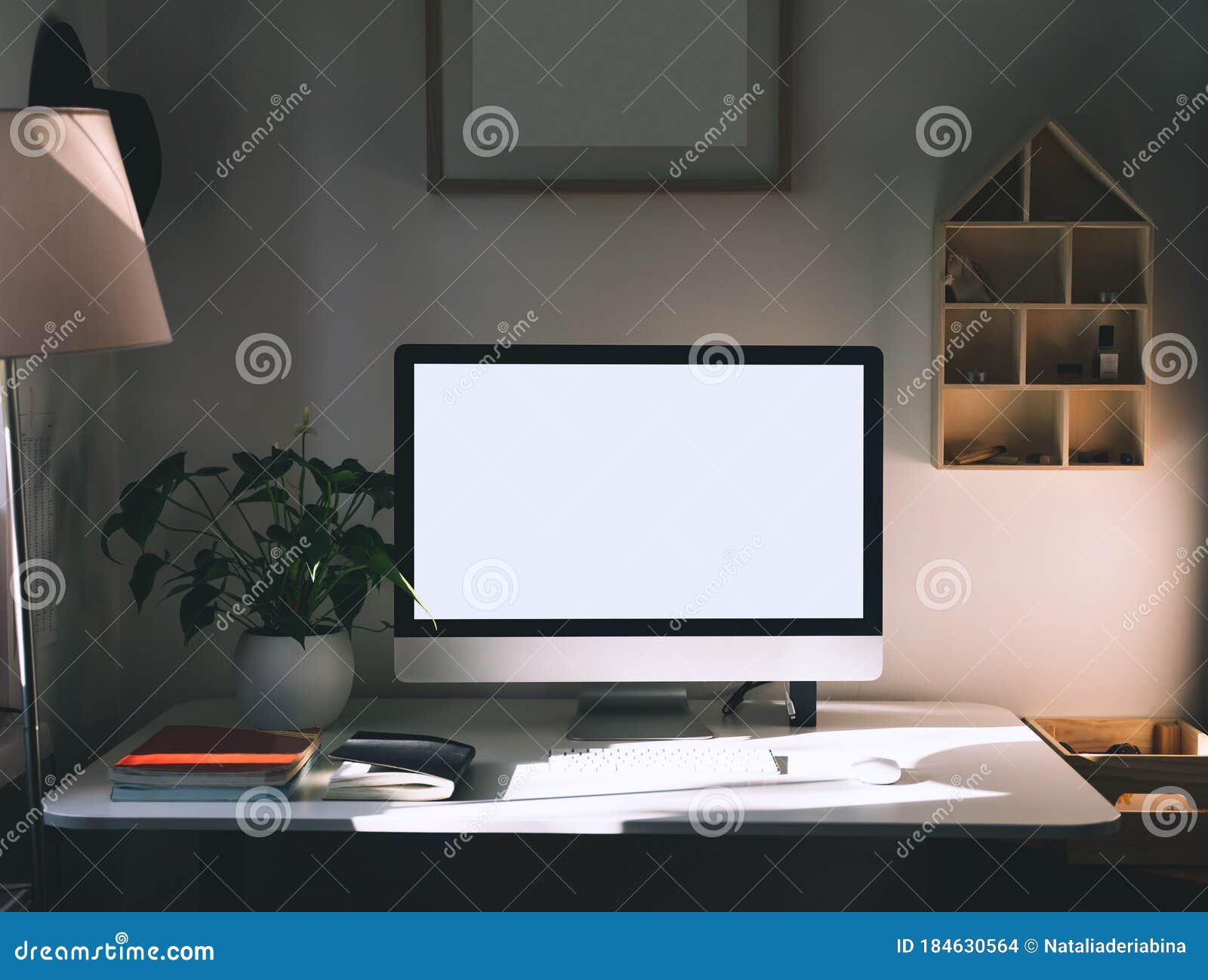 Minimal Workspace with Computer at Home Stock Photo - Image of home ...