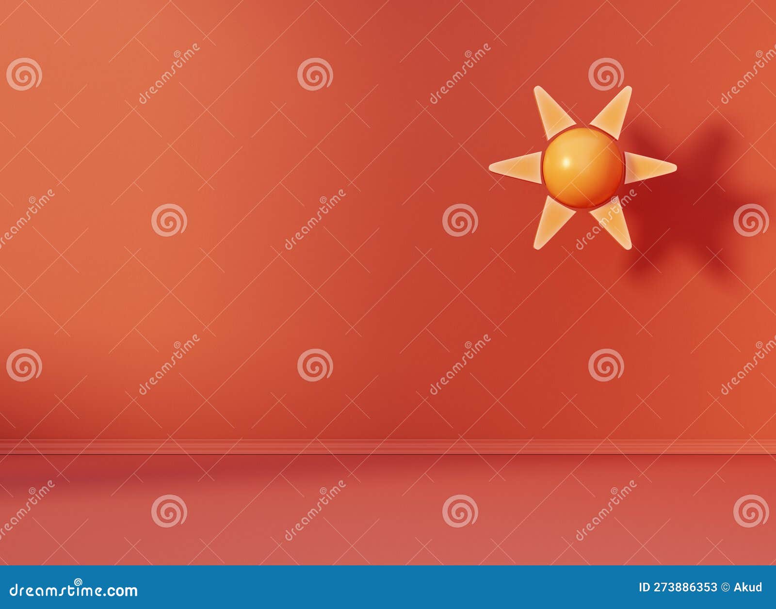 Minimalism Empty Interior Scene with Cartoon Styled Abstract Sun Stock ...