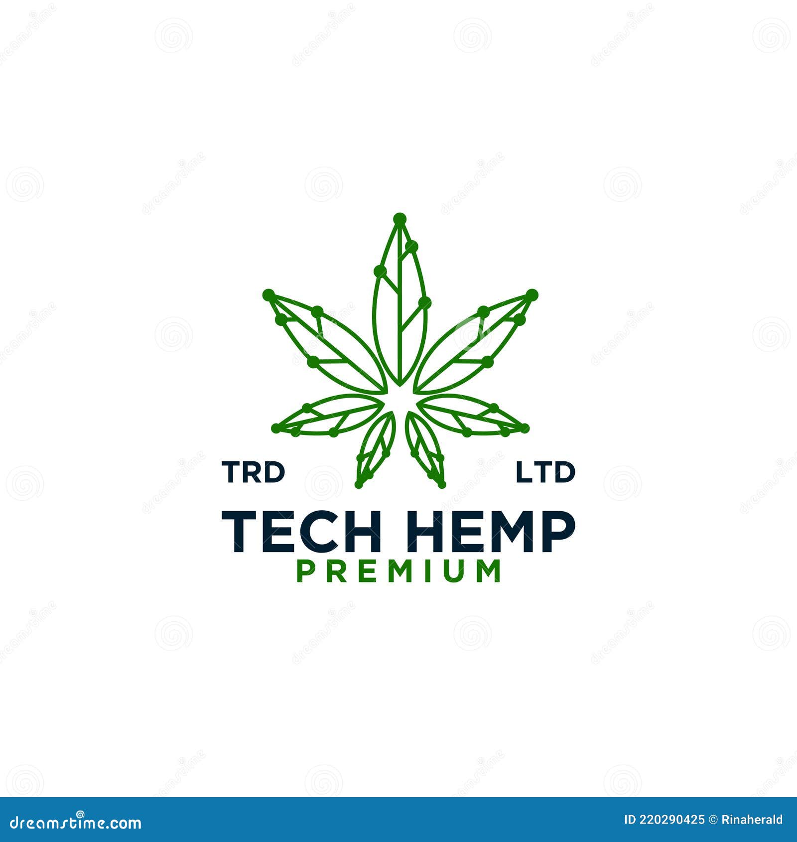 Minimalism Hemp Tech Green Line Vector Logo Stock Illustration ...
