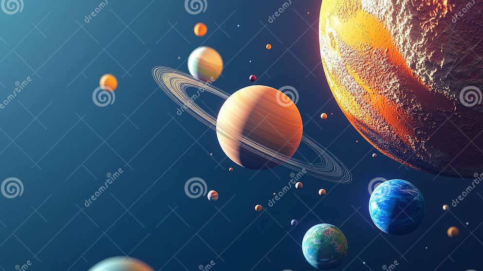 Isolated 3D Solar System Model with Minimalist Design Elements Stock ...