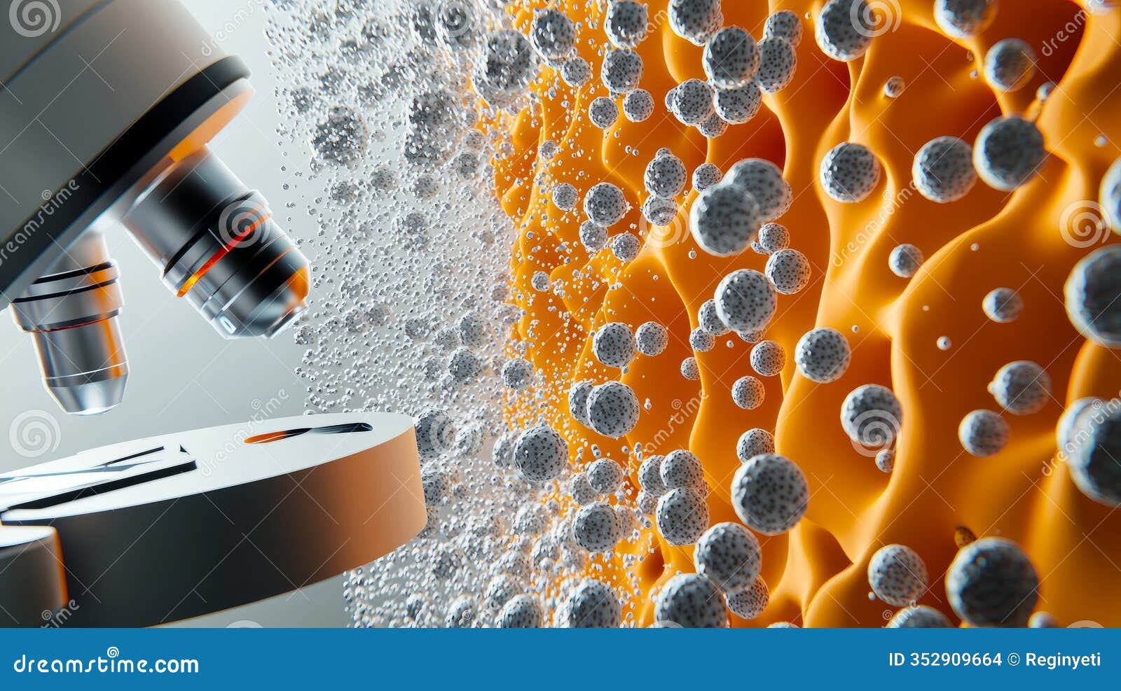 Microscope Banner with Biological Pattern Minimalistic Isolated 3D ...