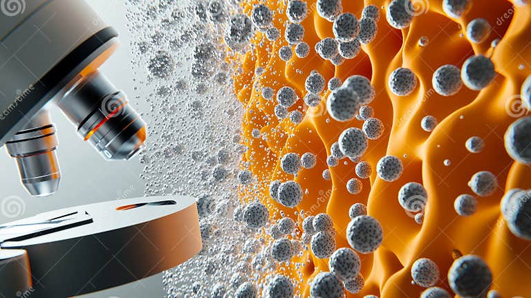 Microscope Banner with Biological Pattern Minimalistic Isolated 3D ...