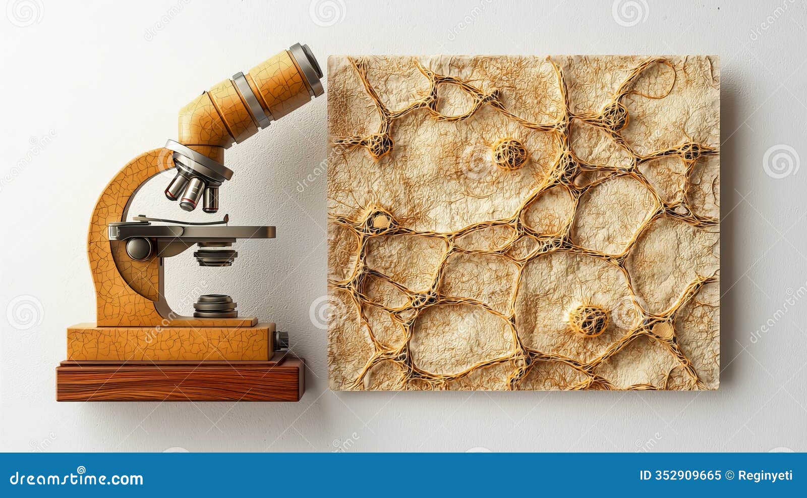 Microscope Banner with Biological Pattern Minimalistic Isolated 3D ...