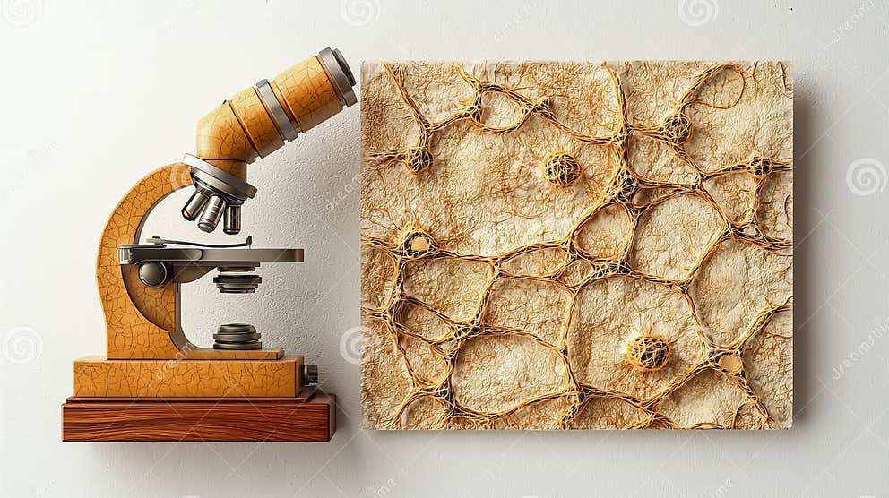 Microscope Banner with Biological Pattern Minimalistic Isolated 3D ...