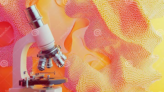 Microscope Banner with Biological Pattern Minimalistic Isolated 3D ...