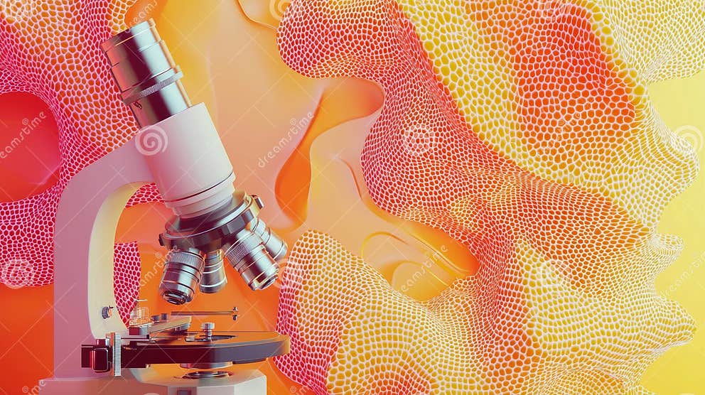 Microscope Banner with Biological Pattern Minimalistic Isolated 3D ...