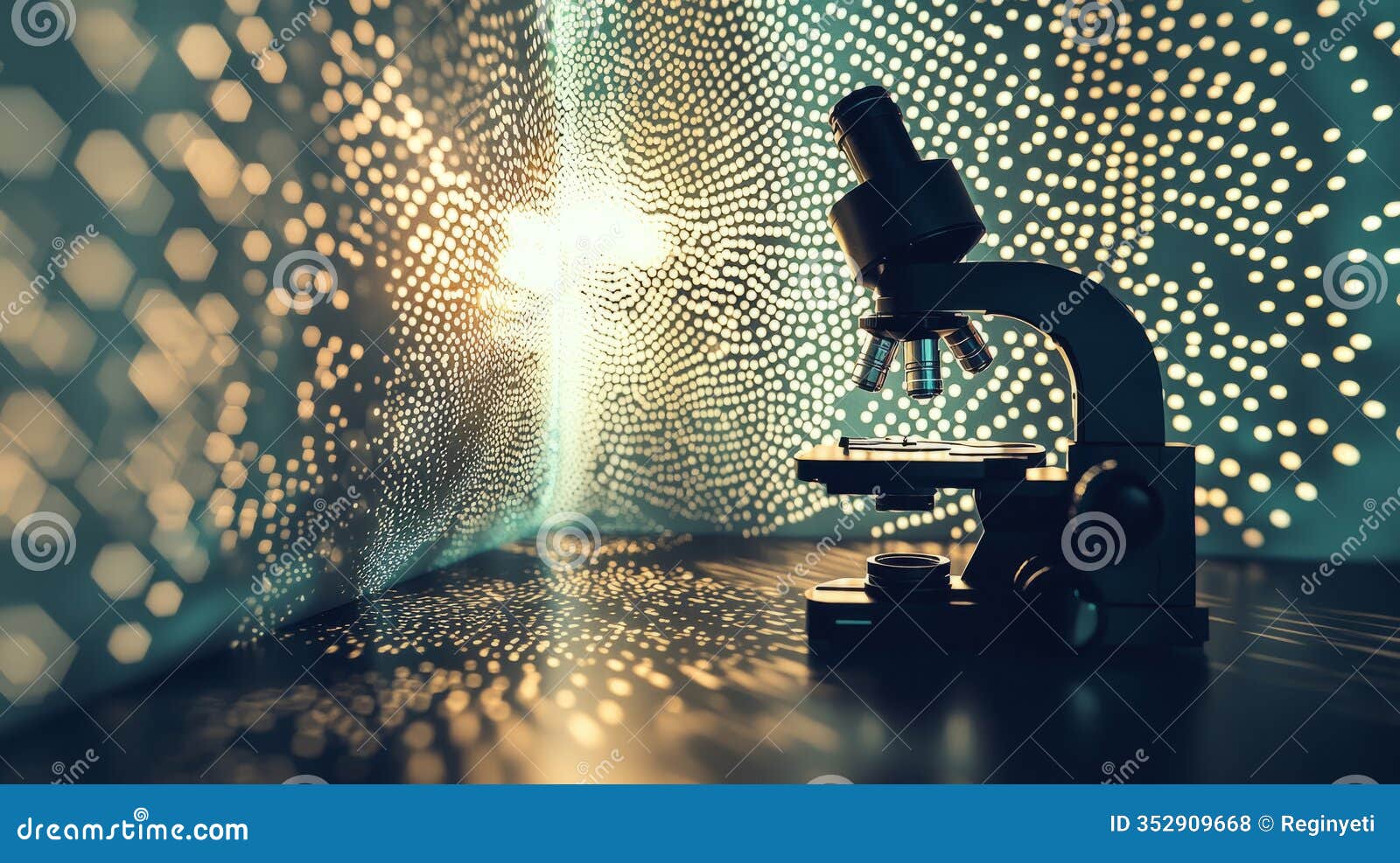 Microscope Banner with Biological Pattern Minimalistic Isolated 3D ...