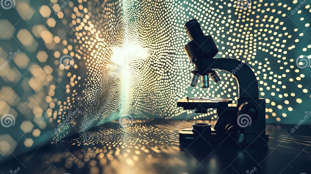 Microscope Banner with Biological Pattern Minimalistic Isolated 3D ...