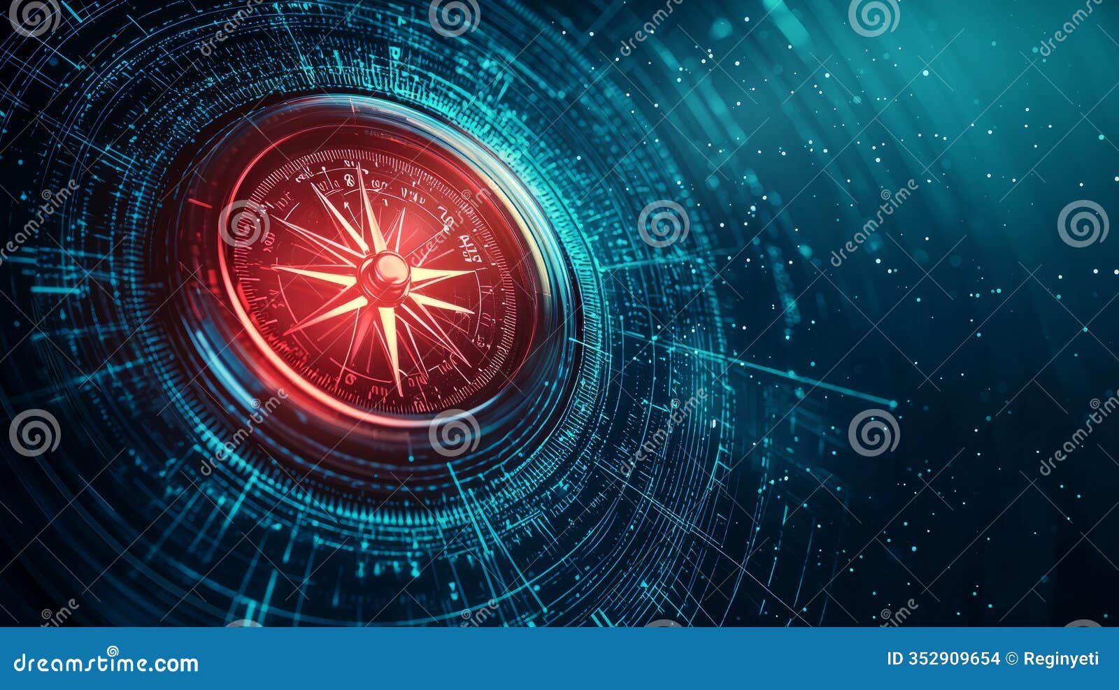 Stylized Compass on Left Side with Magnetic Field Lines Background ...