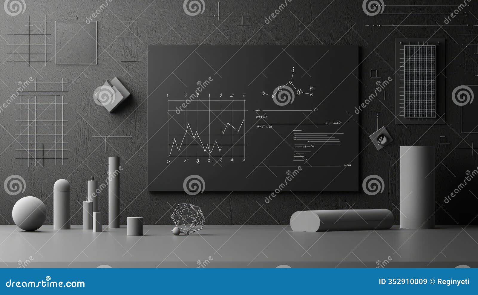 Minimalist 3D Banner with Mathematical Symbols and Formulas Stock ...