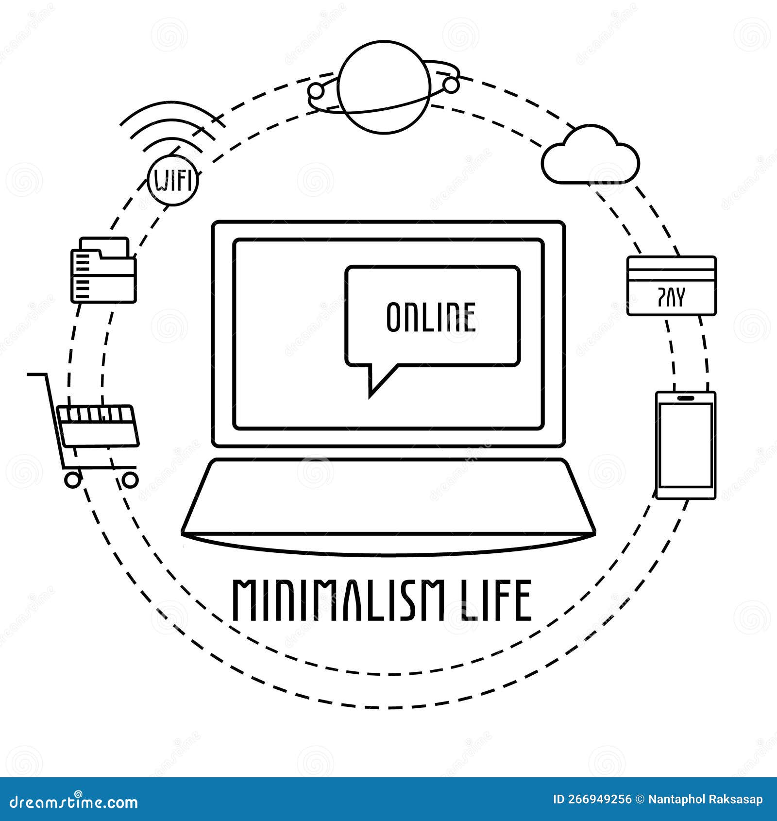 Minimalism Life Communication Online Vector Black Line on White ...
