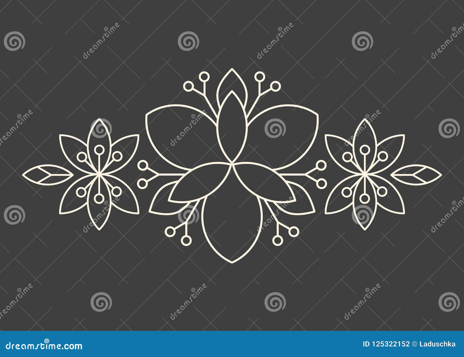 Minimalism Linear Flower Border Stock Vector - Illustration of border ...