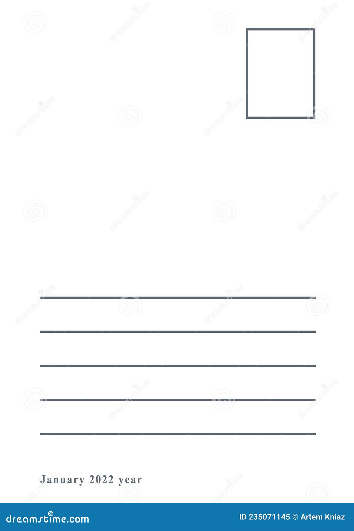 Minimalism Page Layout Design of Postcard Letter Back Side with Space ...