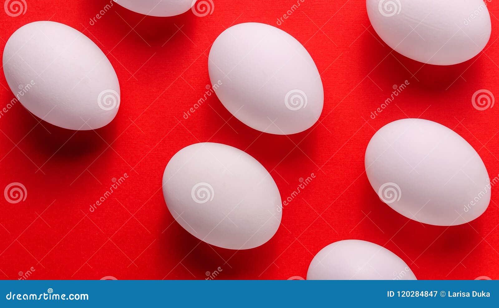 Organic White Eggs on Red Backgound. Stock Image - Image of pattern ...