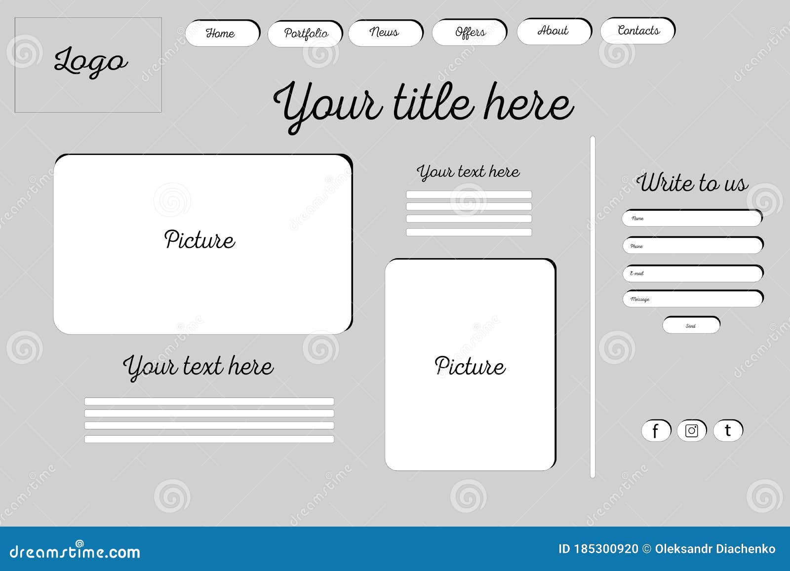 Minimalism Style Blog Site Template Stock Vector - Illustration of ...