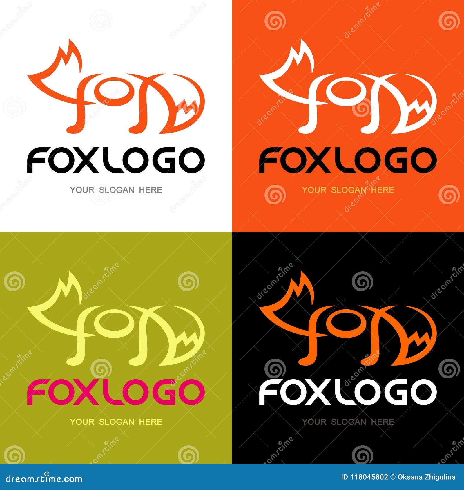 Set of simple fox logo. stock illustration. Illustration of canid ...