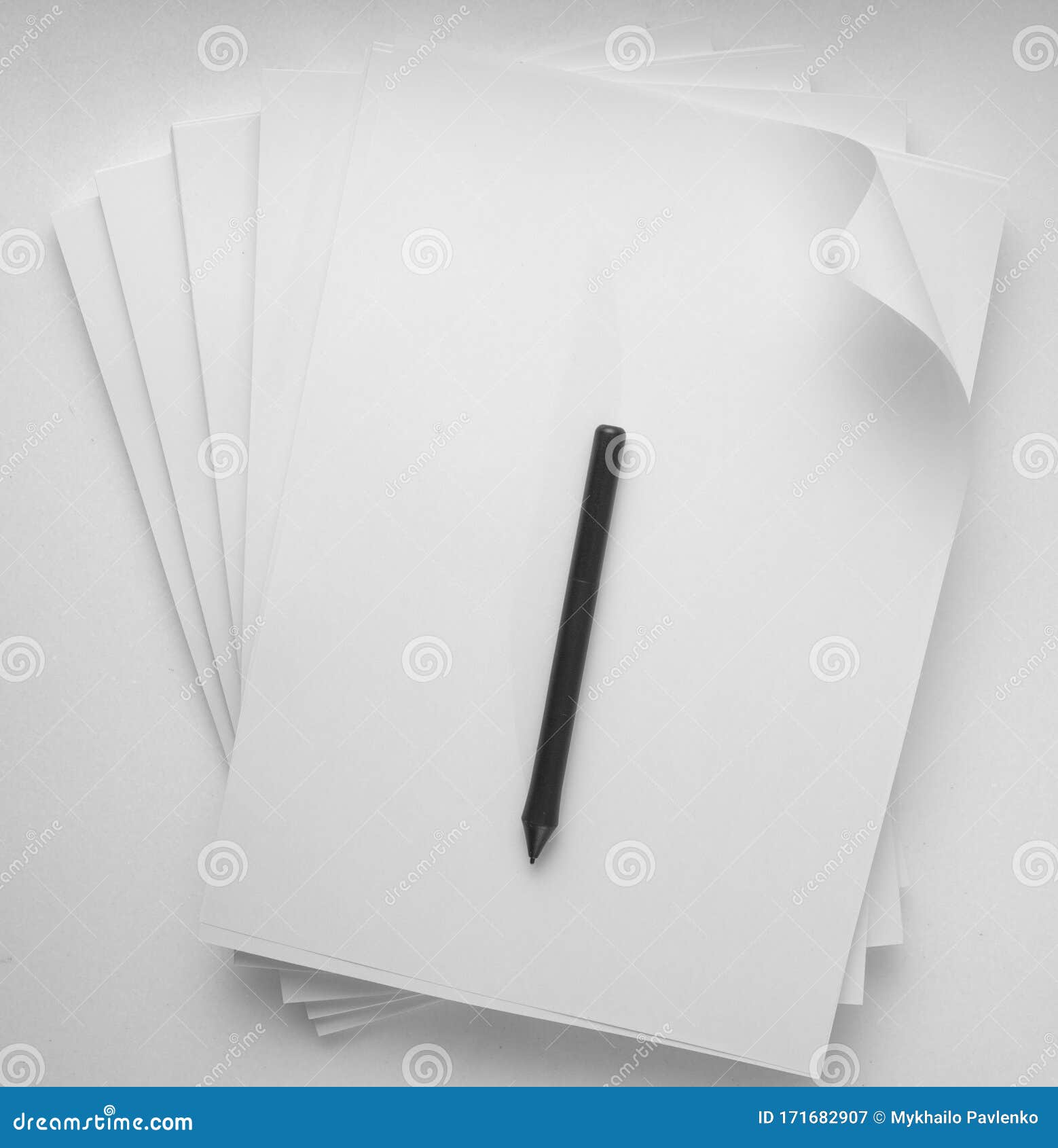 Stack of White Office Paper on Light Background, Top View, Place for ...