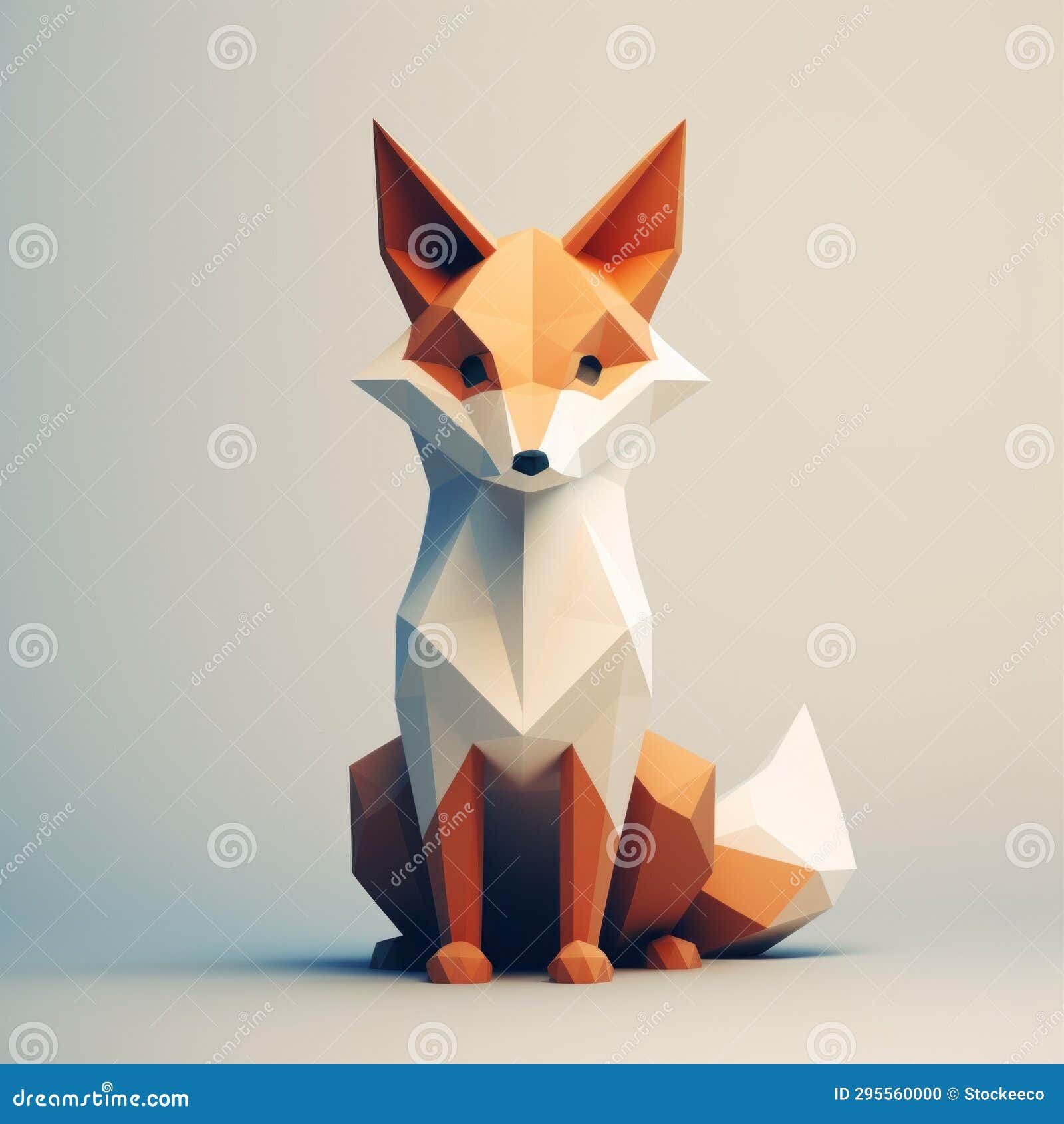 Minimalist 3d Low Poly Fox Sitting On Grey Background Stock Photo | CartoonDealer.com #295560000
