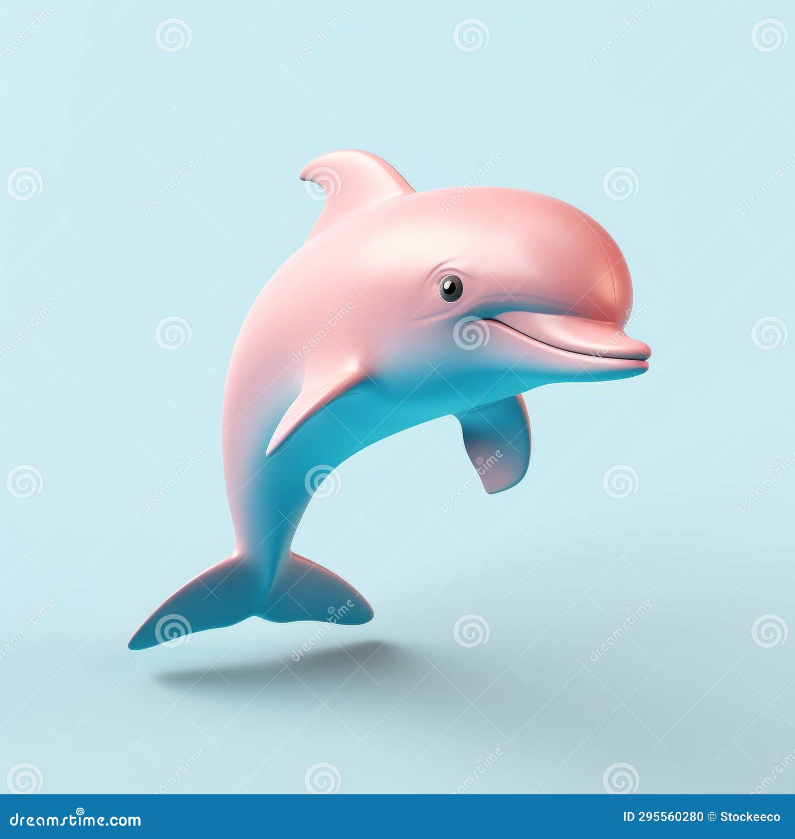 Minimalist 3d Rendering of a Playful Pink Dolphin Stock Illustration ...