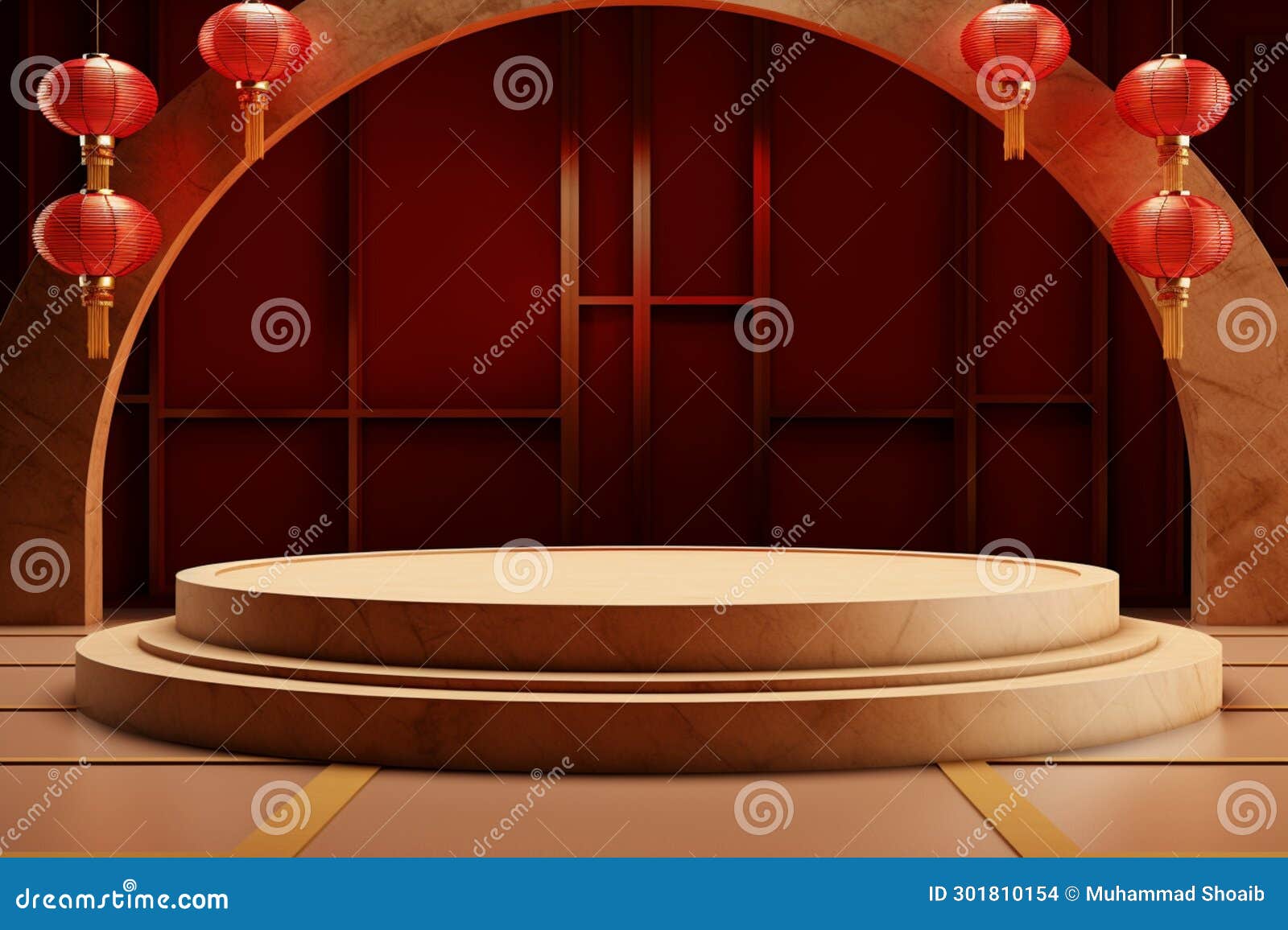 Minimalist 3D Rendering Podium with Round Stage Design Stock ...