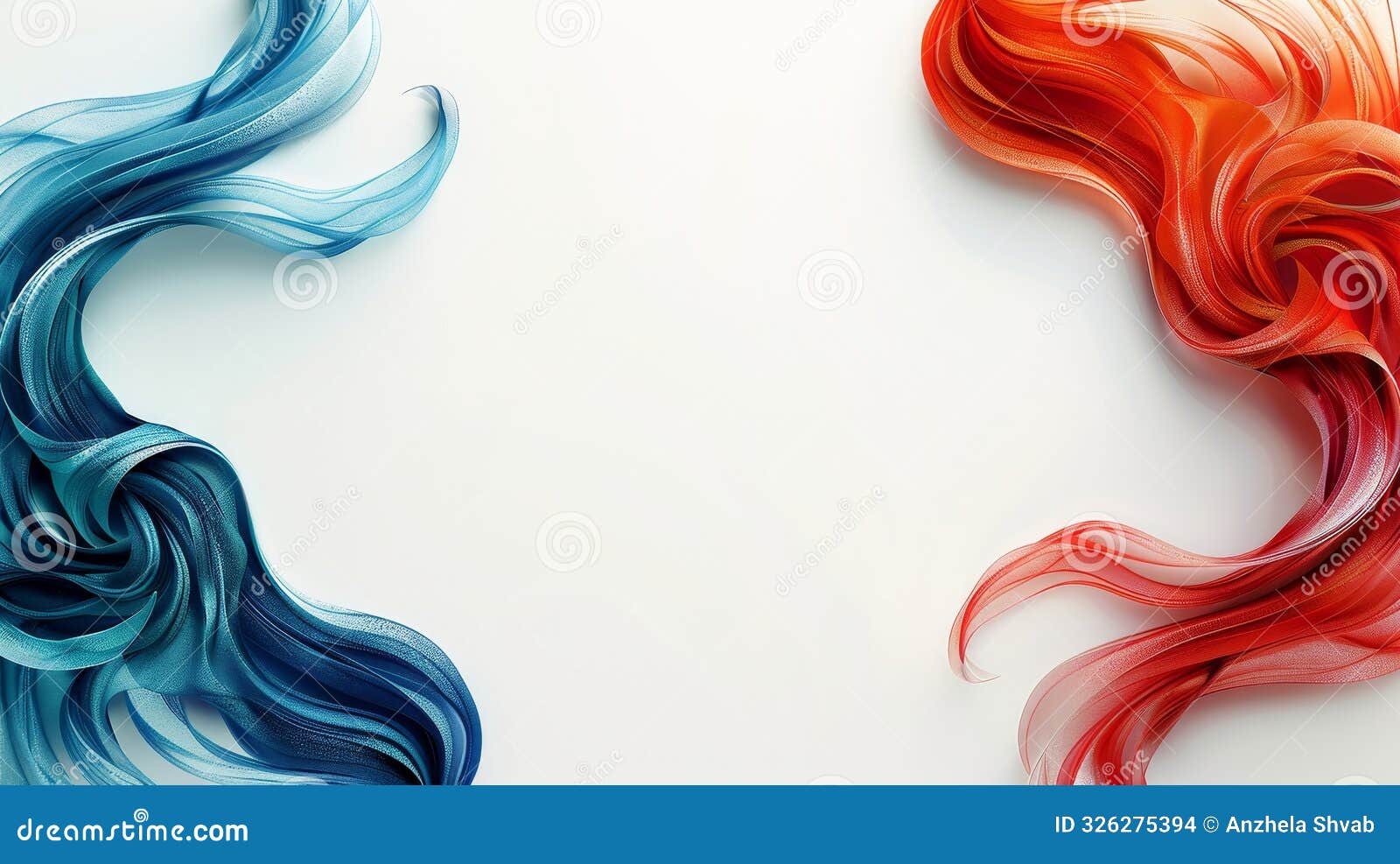 Minimalist Abstract Art Blue and Red Parallel Spiral Waves on White ...