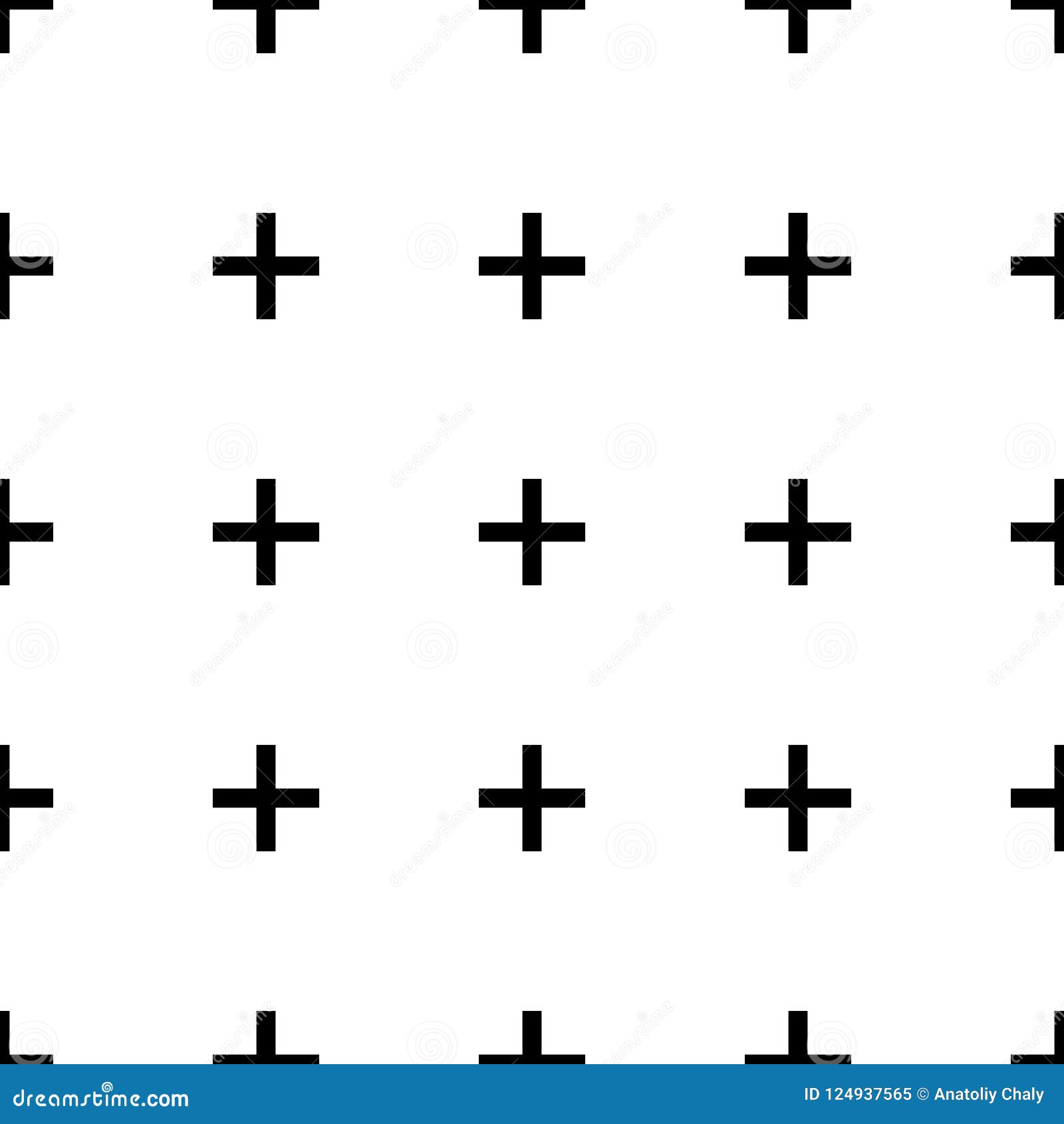 Seamless Pattern - Black Plus Sign on White Background Stock Vector ...