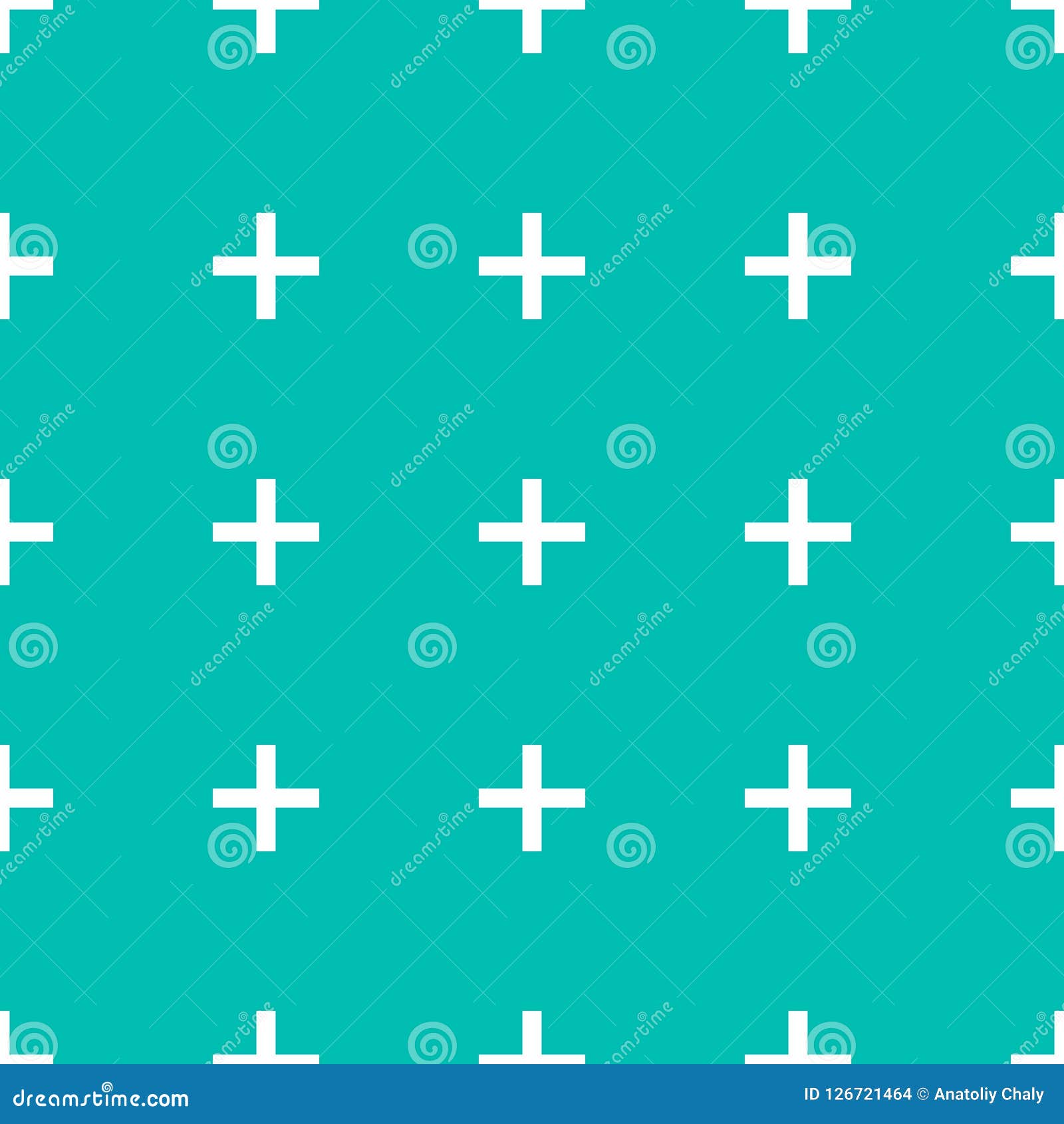 Seamless Pattern - White Plus Sign on a Turquoise Background Stock ...