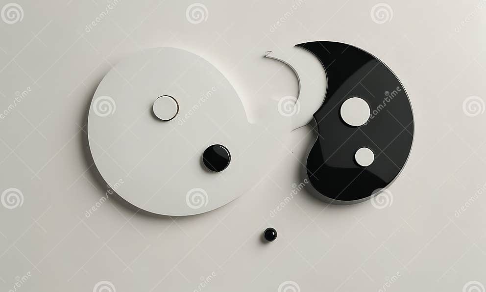 Minimalist Abstract Composition Features White Circle with Black Dot ...