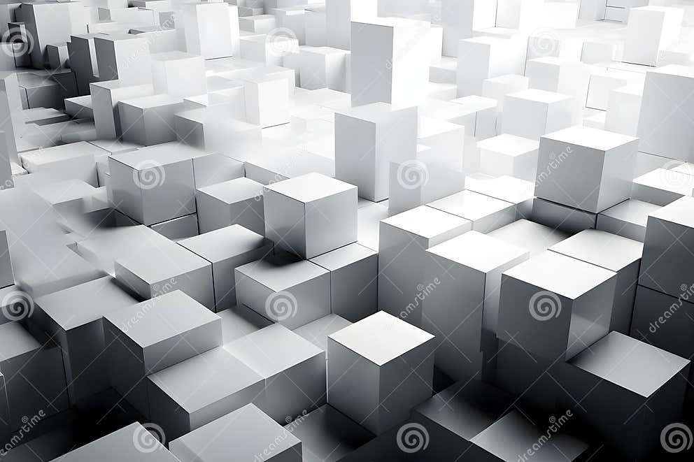 Abstract White Cube Background with Offset Blocks Stock Illustration ...