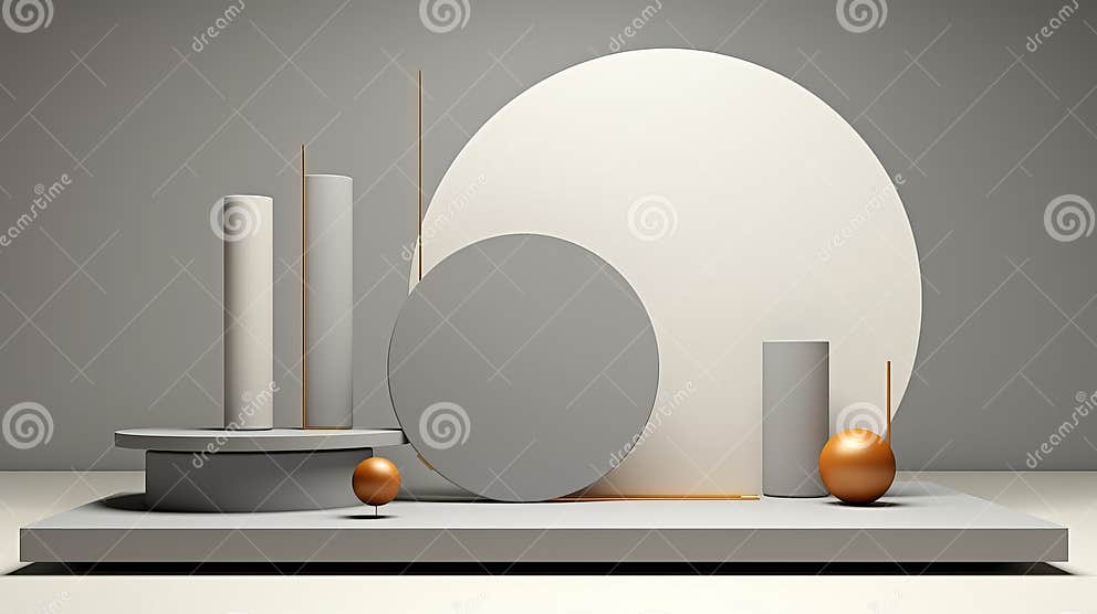 Minimalist Abstract Gray Layout 3d Geometric Shapes for Web ...