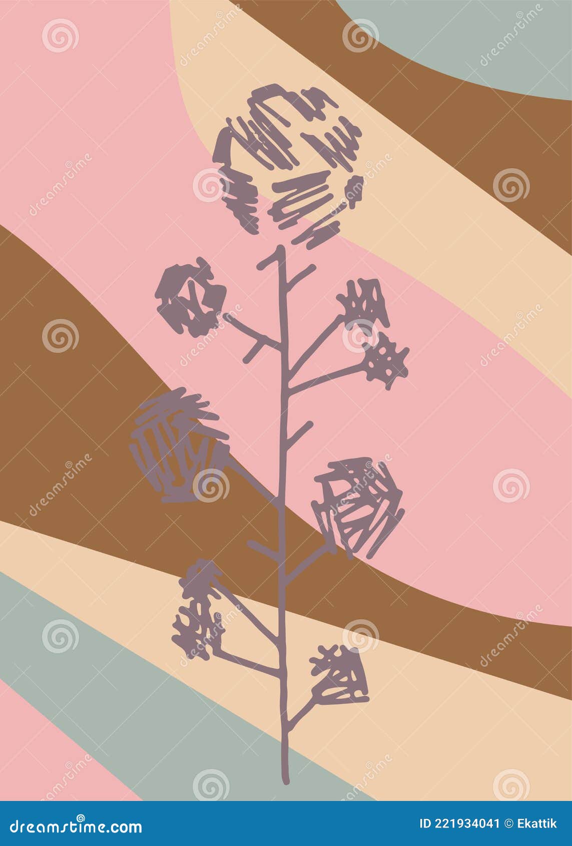 Abstract Plant on a Colorful Background, Vector. Stock Vector ...