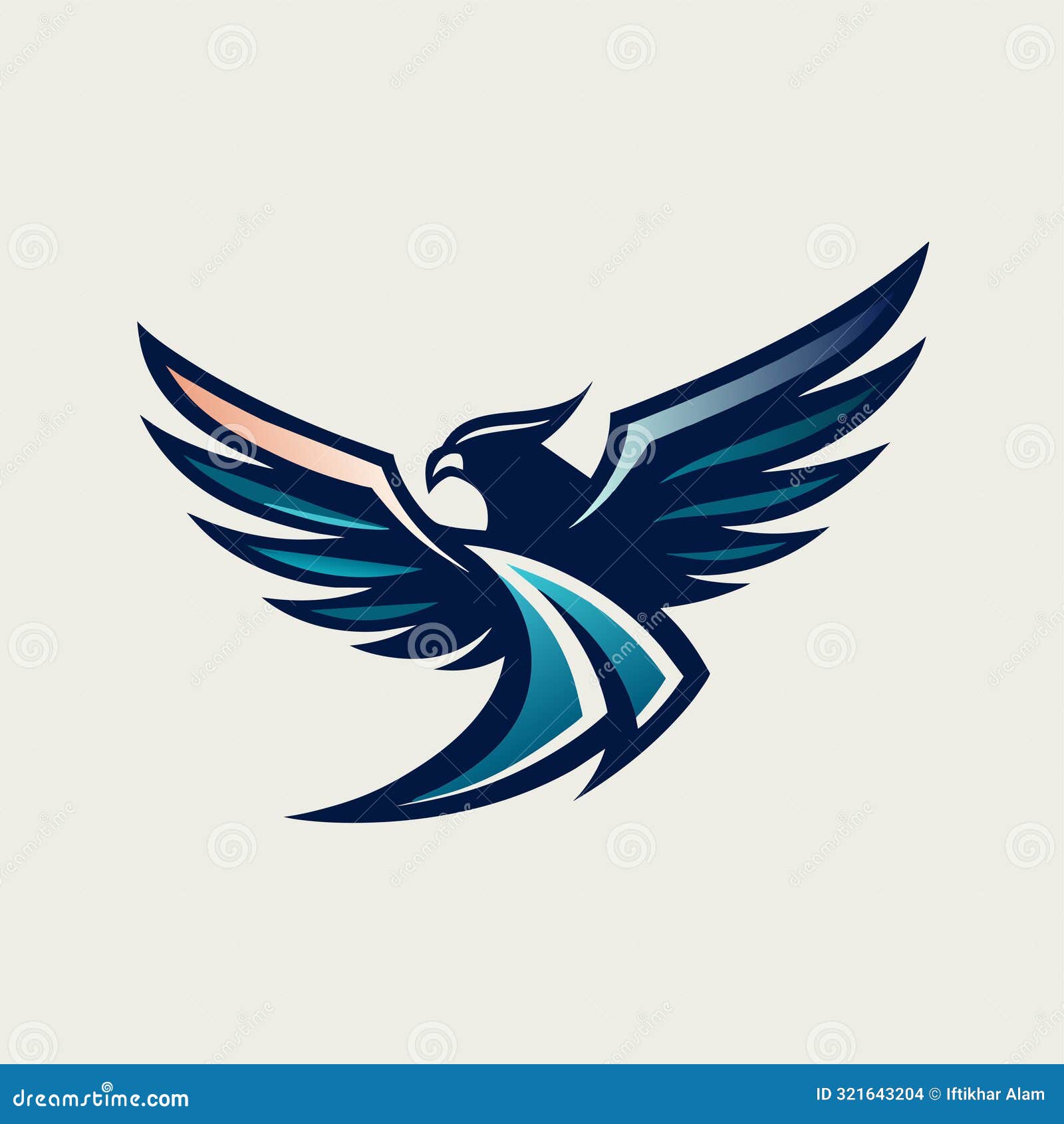 A Minimalist Abstract Logo Design Featuring a Stylized Blue Eagle in Flight, Flying Eagle ...