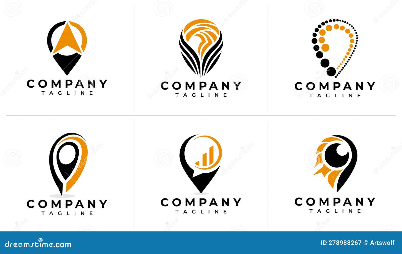 Minimalist Abstract Pin Point Logo Design Bundle. Modern Pointer Logo ...