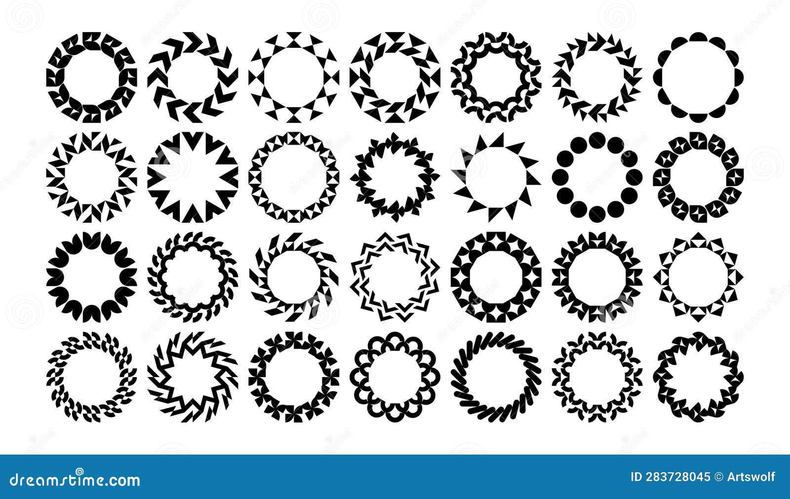 Minimalist Abstract Shape Circle Border Logo Design Set. Simple Round ...