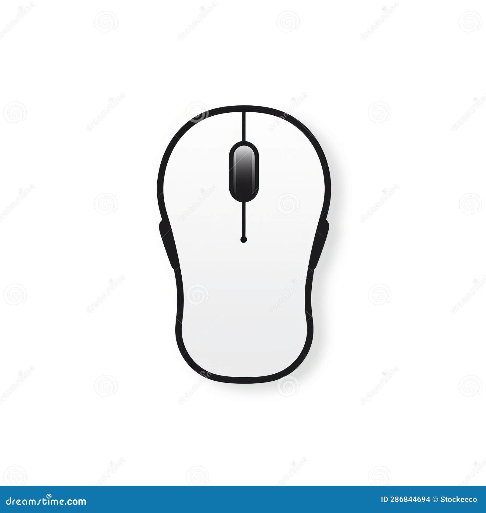 Minimalist Aerial View Computer Mouse on White Background Stock ...