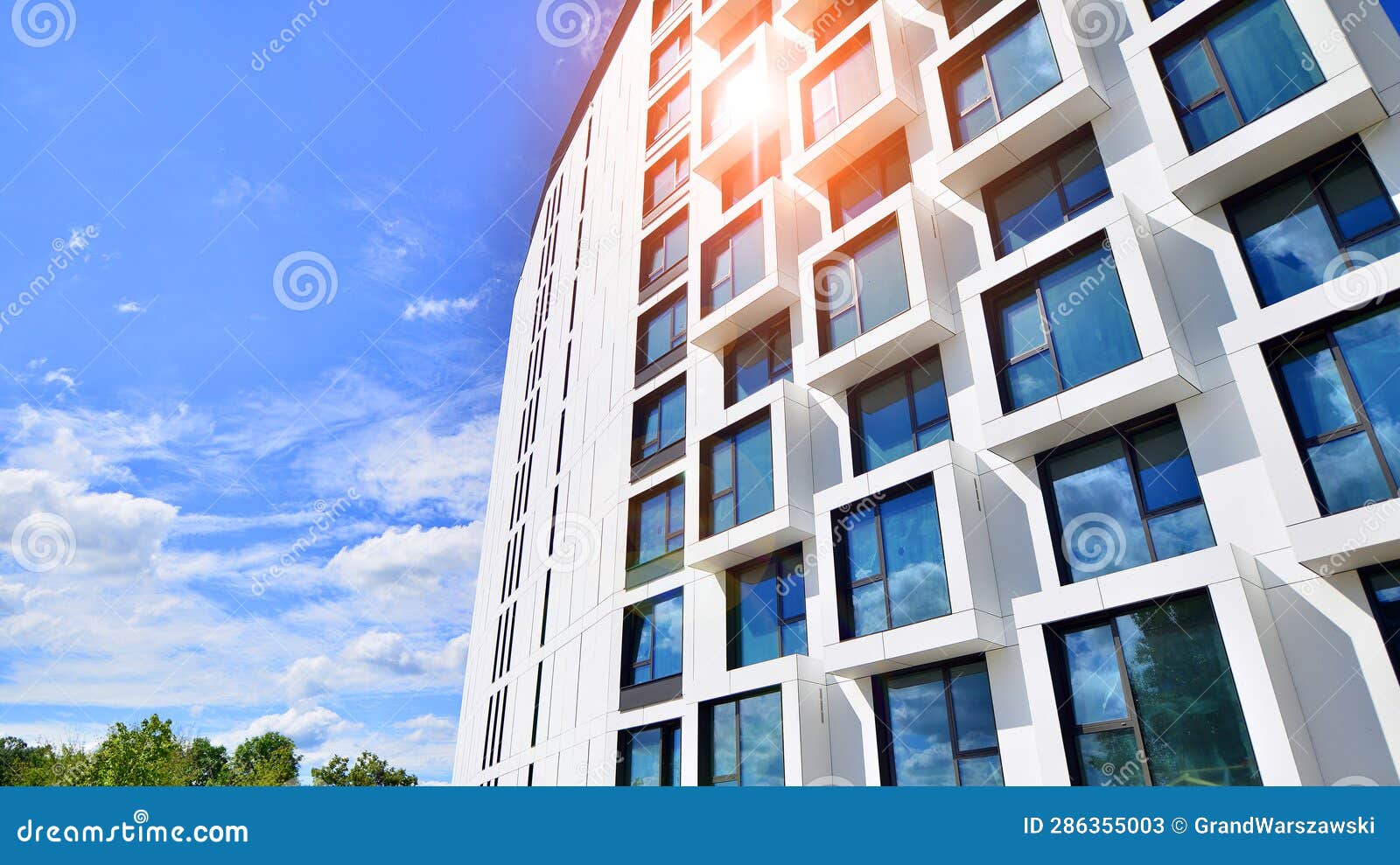 The Facade of the New Apartment Building Shaped Like Cubes. Stock Image ...