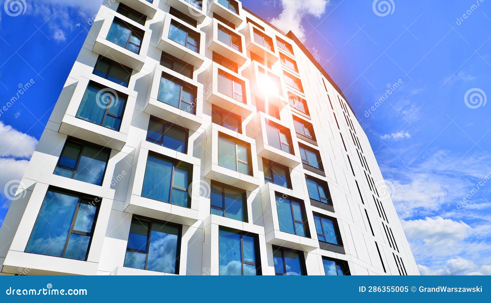 The Facade of the New Apartment Building Shaped Like Cubes. Stock Image ...