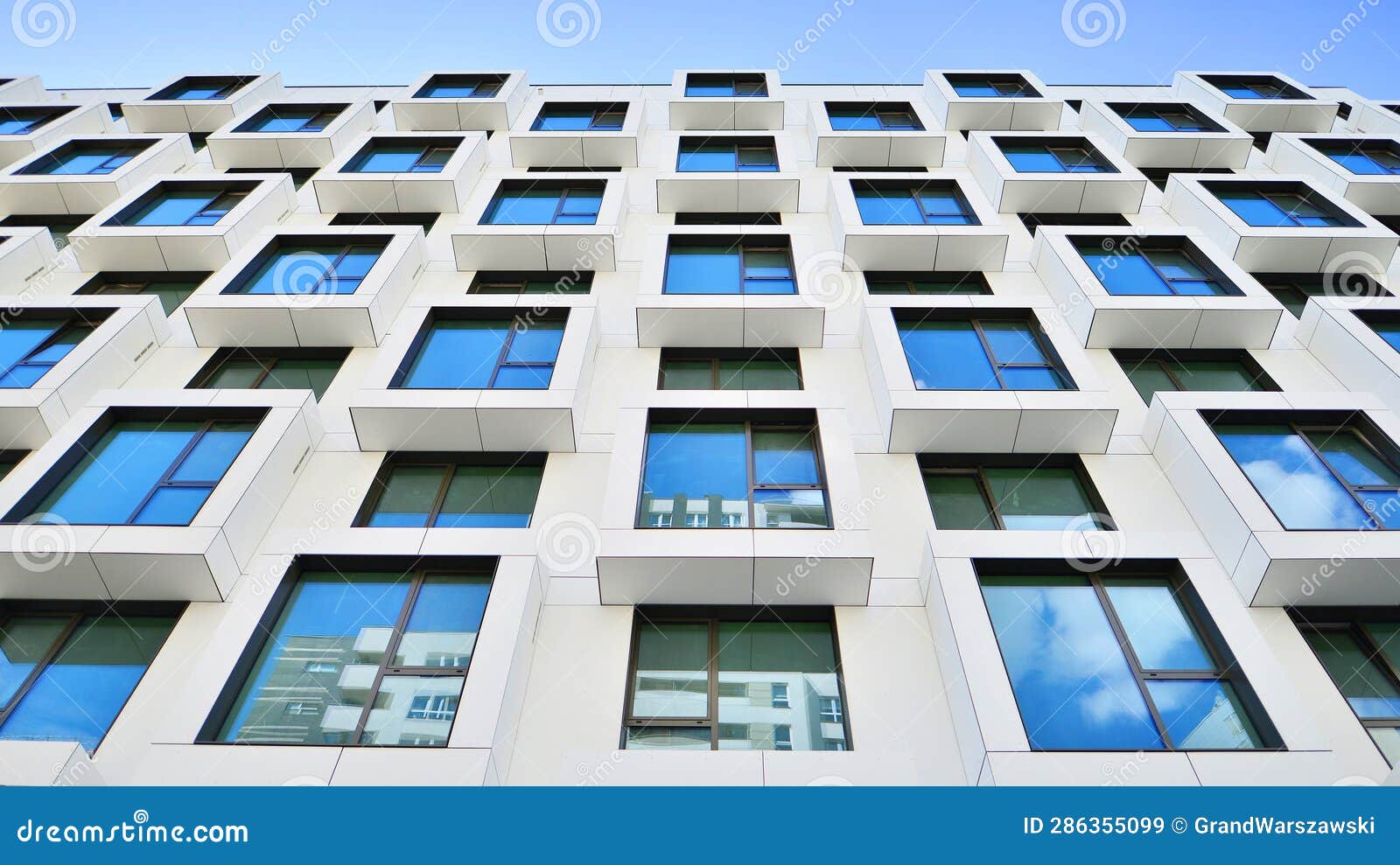 The Facade of the New Apartment Building Shaped Like Cubes. Stock Image ...