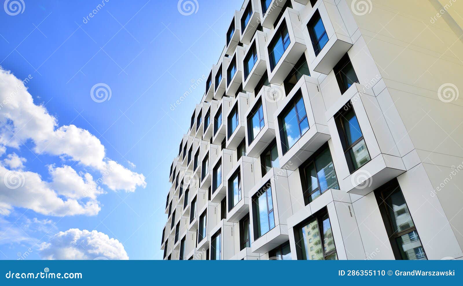 The Facade of the New Apartment Building Shaped Like Cubes. Stock Photo ...