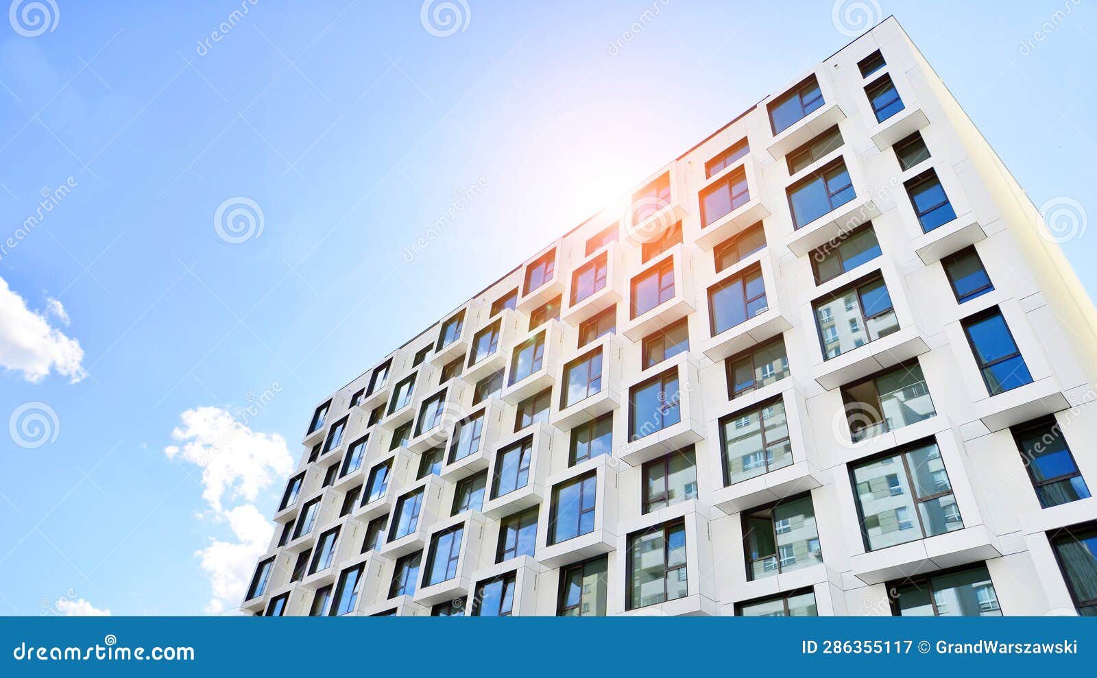 The Facade of the New Apartment Building Shaped Like Cubes. Stock Image ...