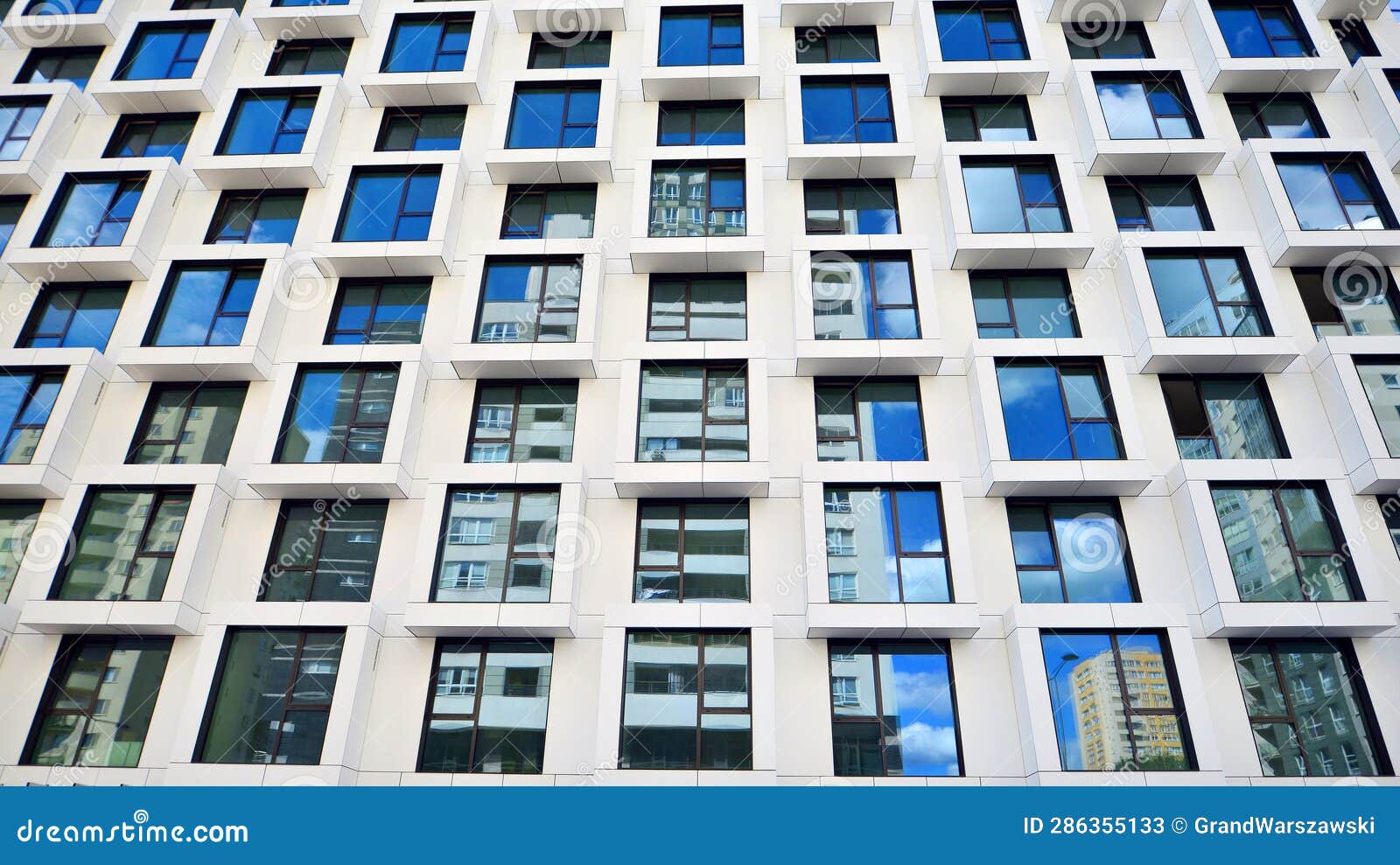 The Facade of the New Apartment Building Shaped Like Cubes. Stock Image ...