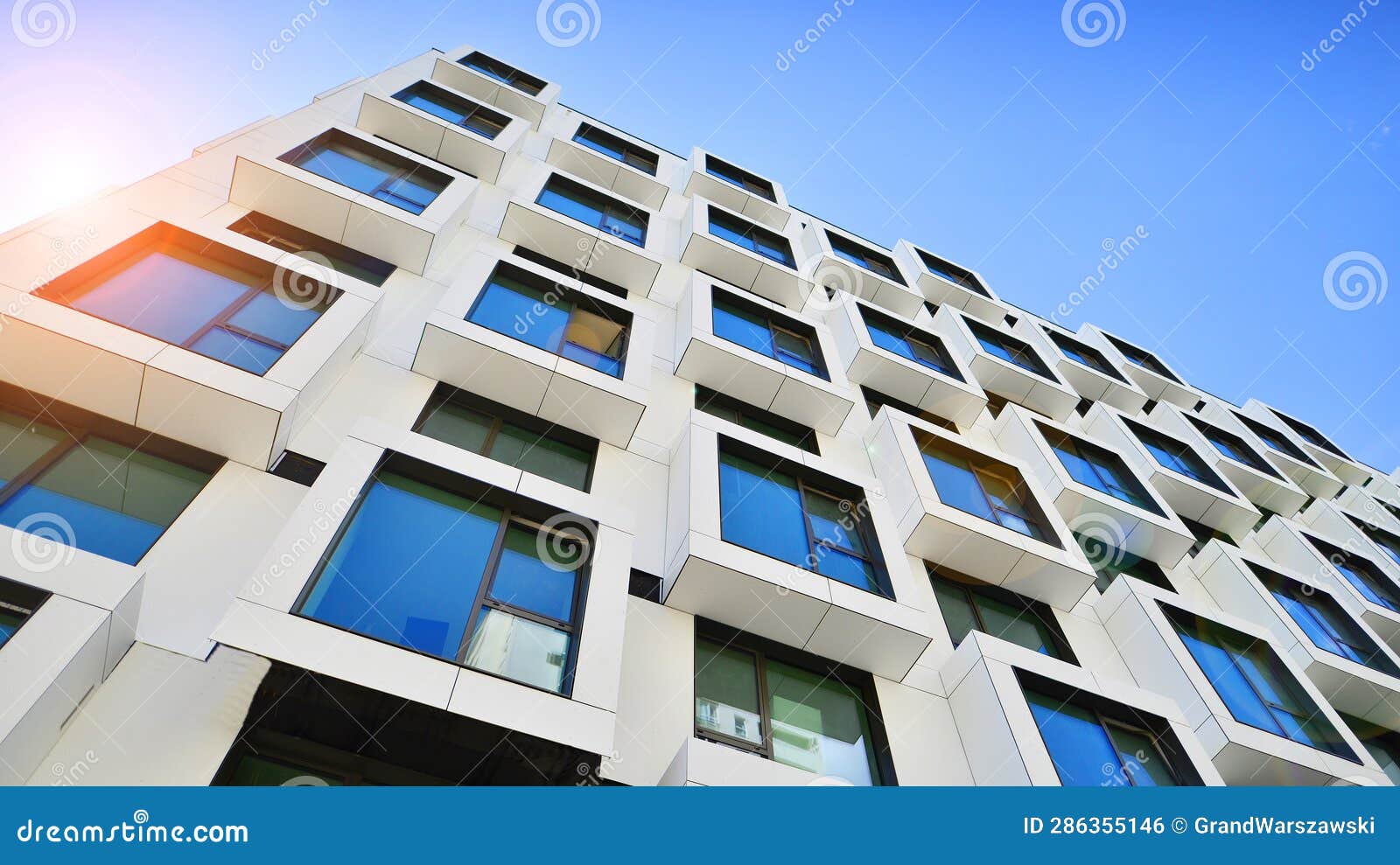 The Facade of the New Apartment Building Shaped Like Cubes. Stock Photo ...