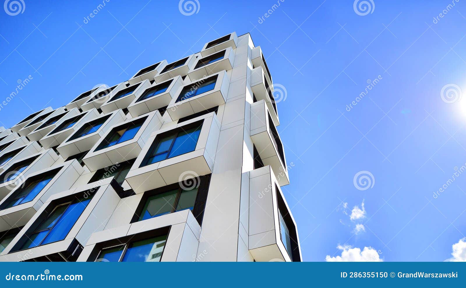The Facade of the New Apartment Building Shaped Like Cubes. Stock Photo ...